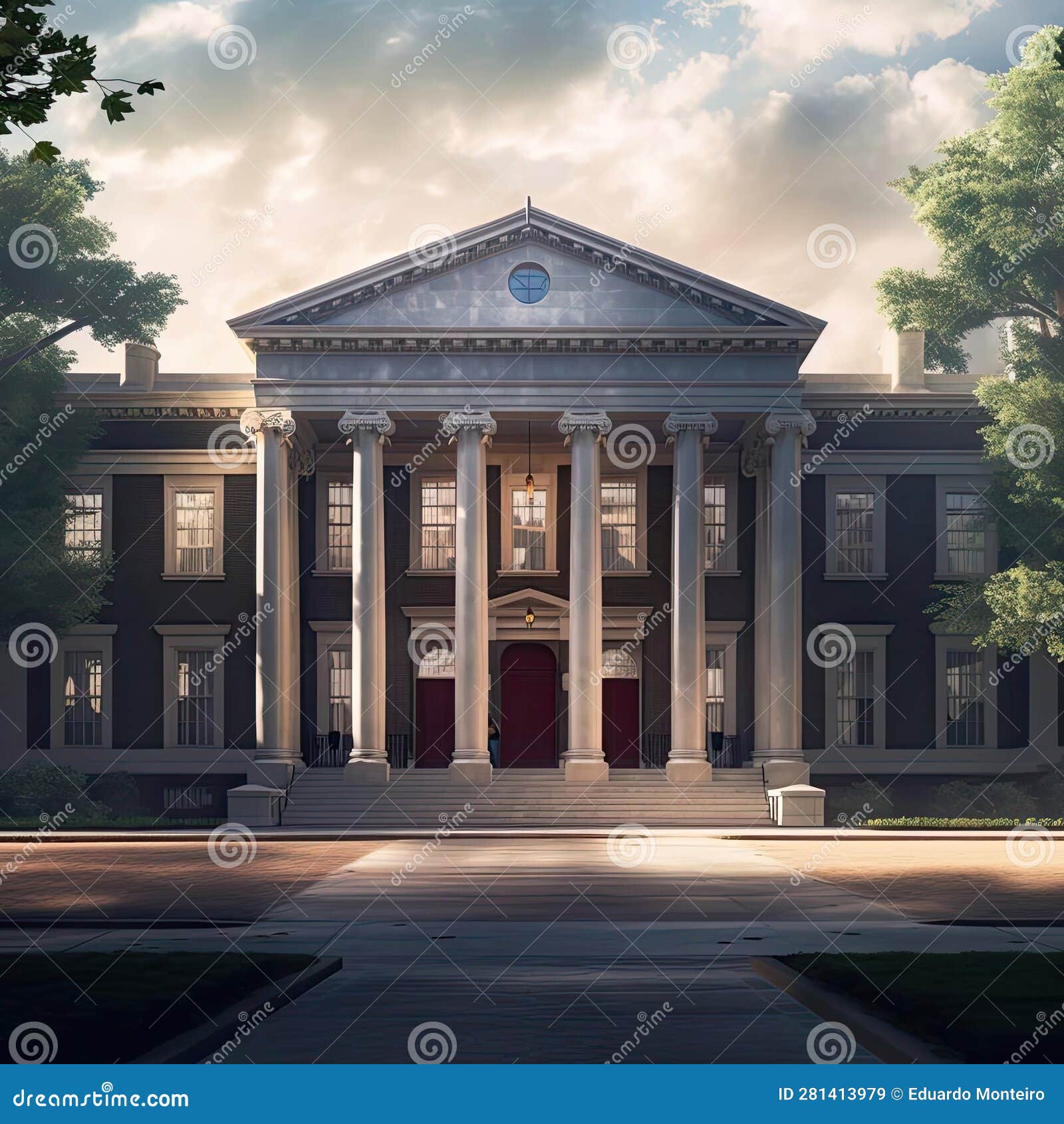 Illustration of an Old Government Building with Columns Stock ...