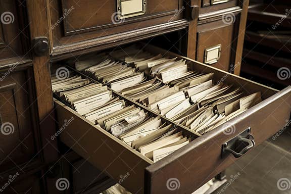 Illustration, Old Library with File Reference Archive , Generative Ai ...