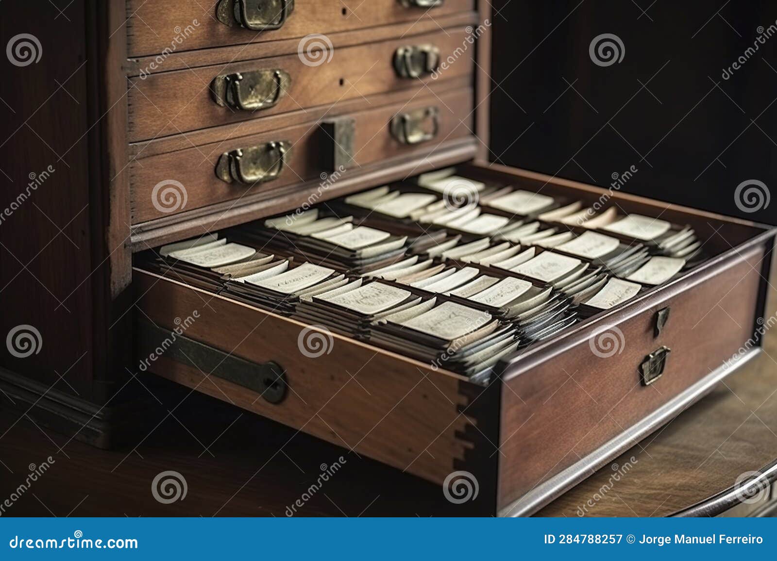 Illustration, Old Library with File Reference Archive , Generative Ai ...