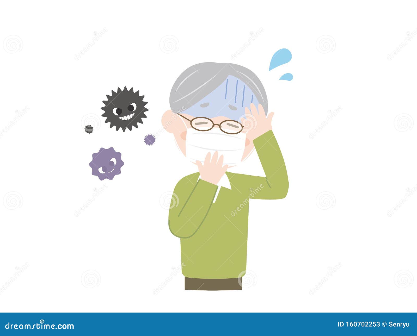 Old man cold1 stock vector. Illustration of health, influenza - 160702253