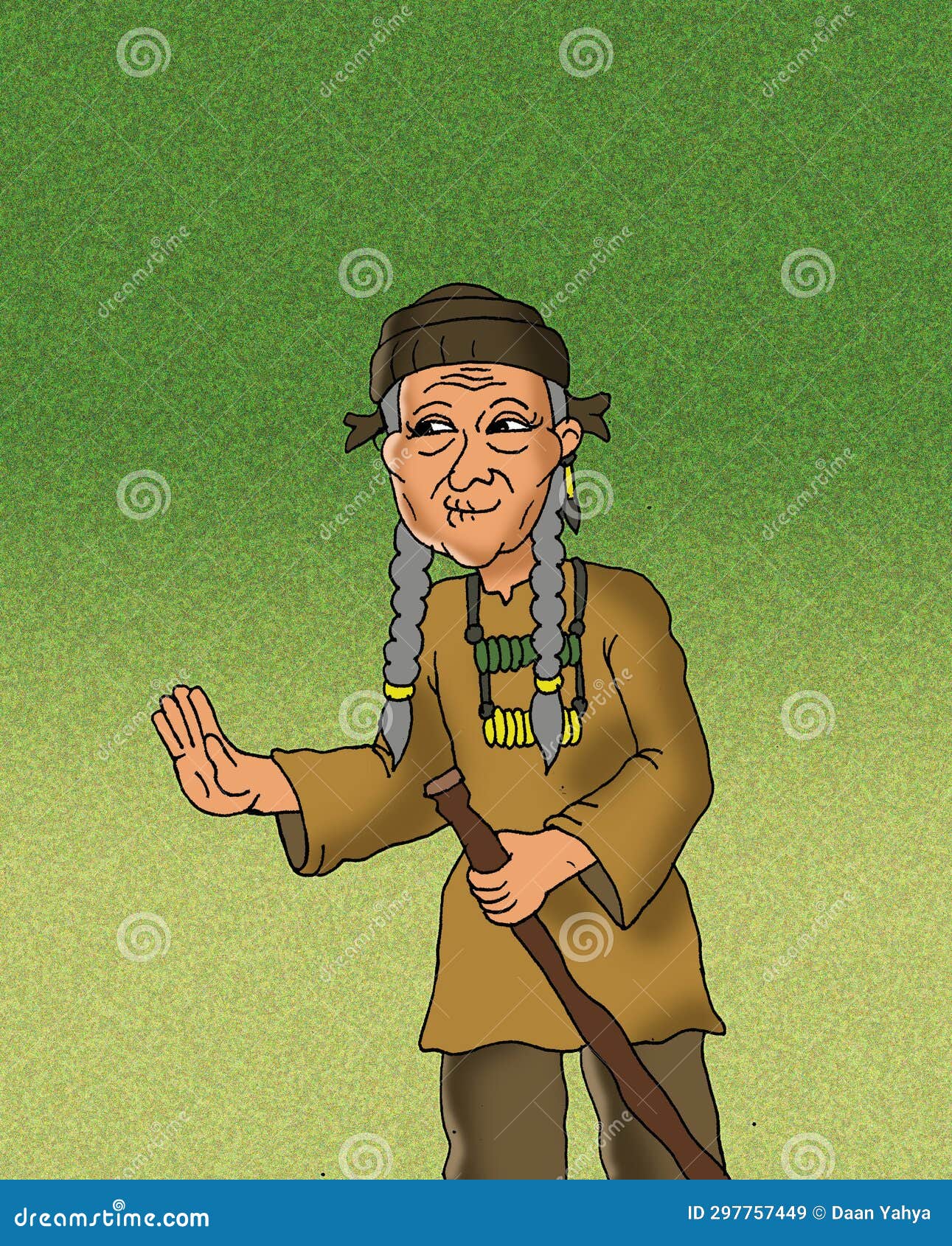 Illustration Old Man Say No with Hand Stock Illustration - Illustration ...