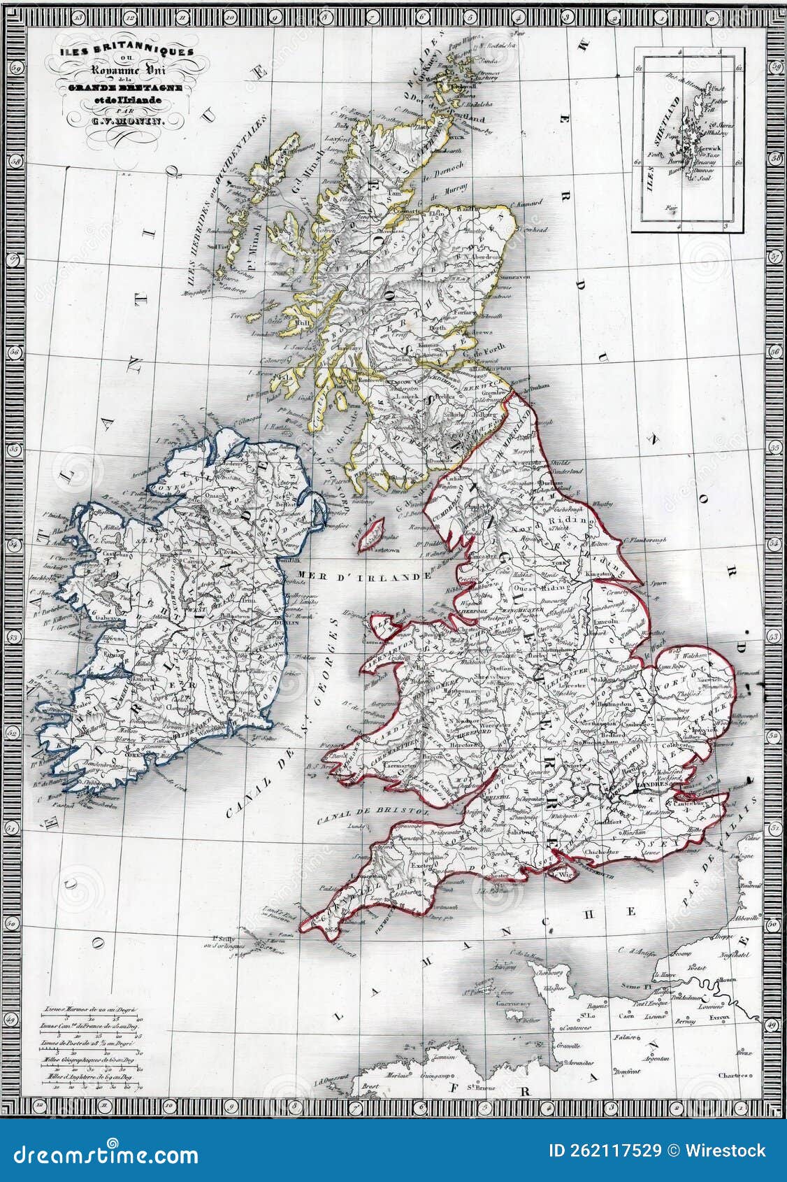Illustration of an Old Map of Great Britain Editorial Stock Image ...
