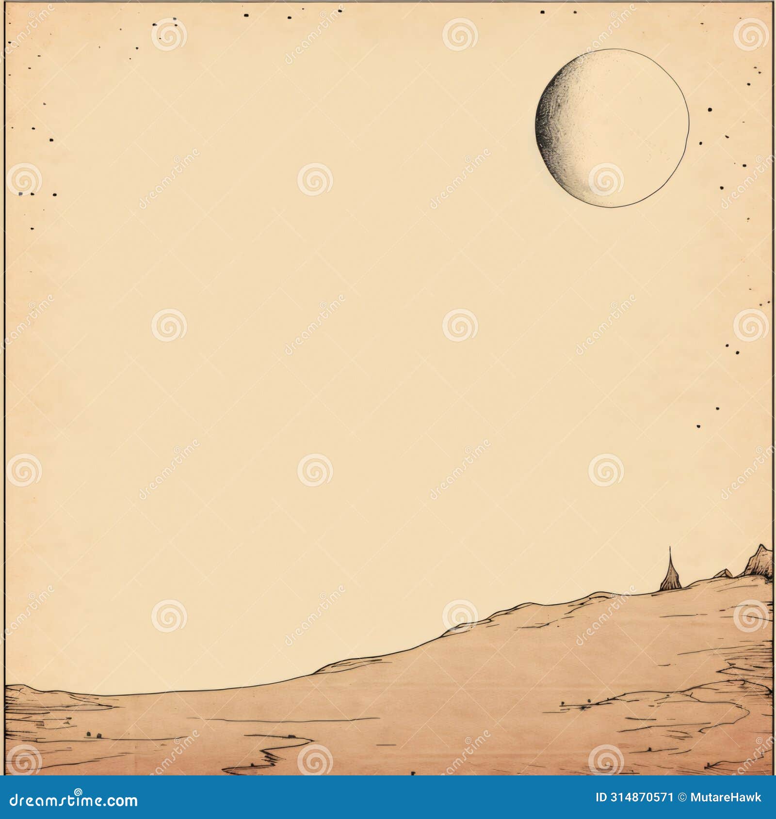 Illustration of an Old Paper with a Moon in the Background Stock Vector ...