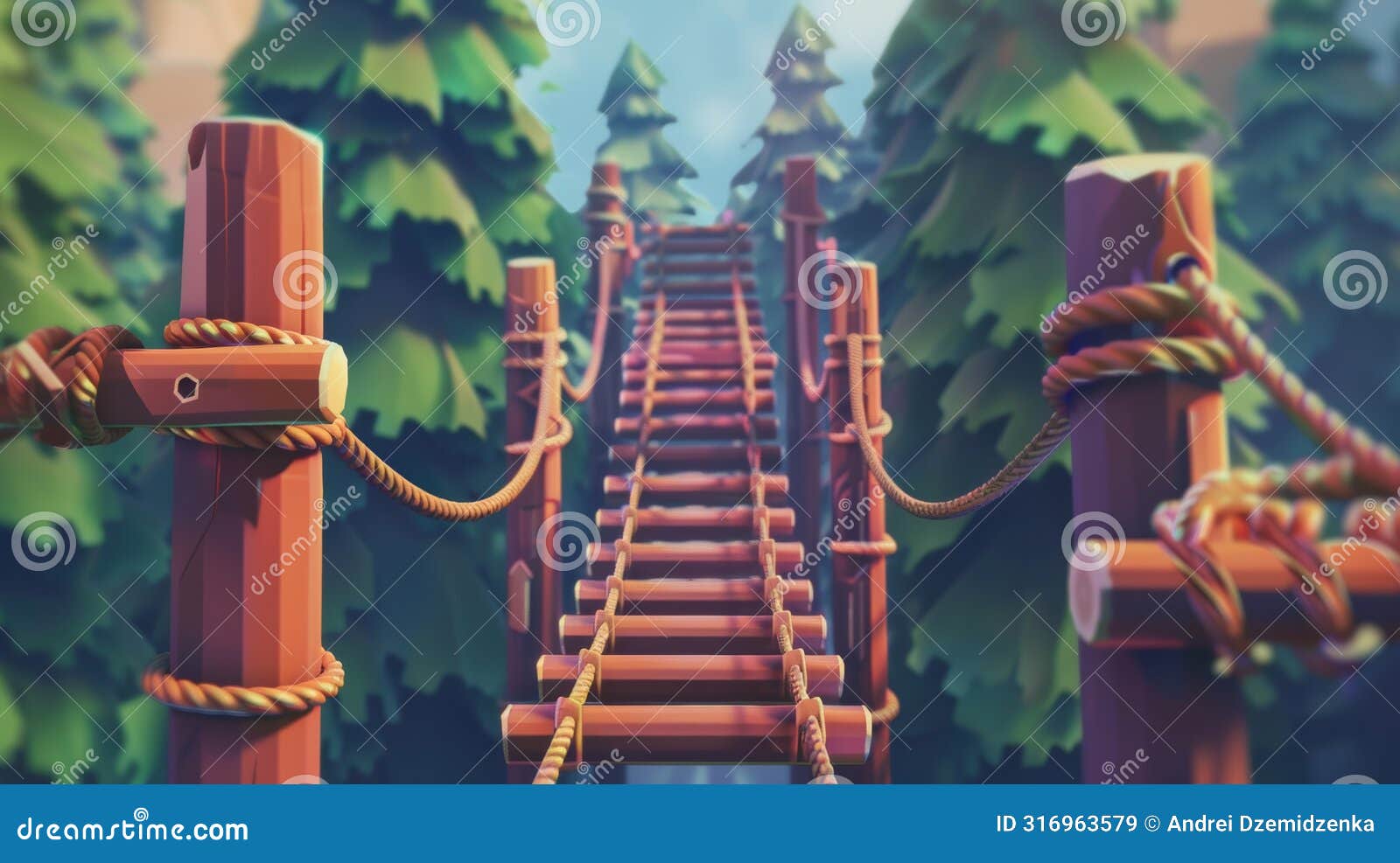 Illustration of an Old Rope Ladder in an Adventure Park Stock Image ...