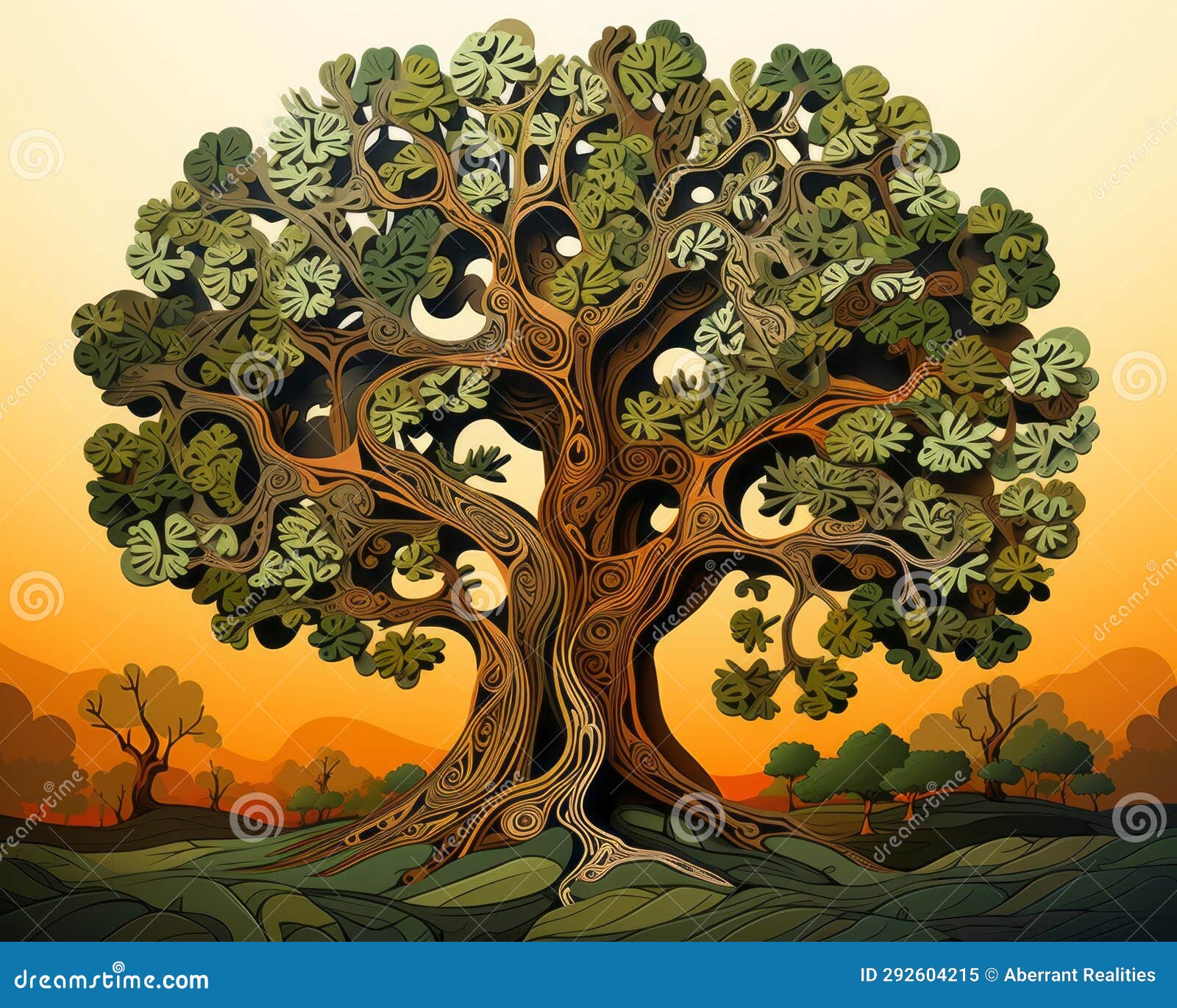 An Illustration of an Old Tree with Leaves Stock Illustration ...