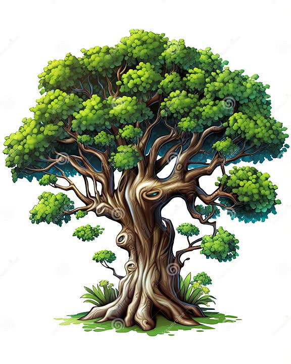 An Illustration of an Old Tree on a White Background Stock Illustration ...