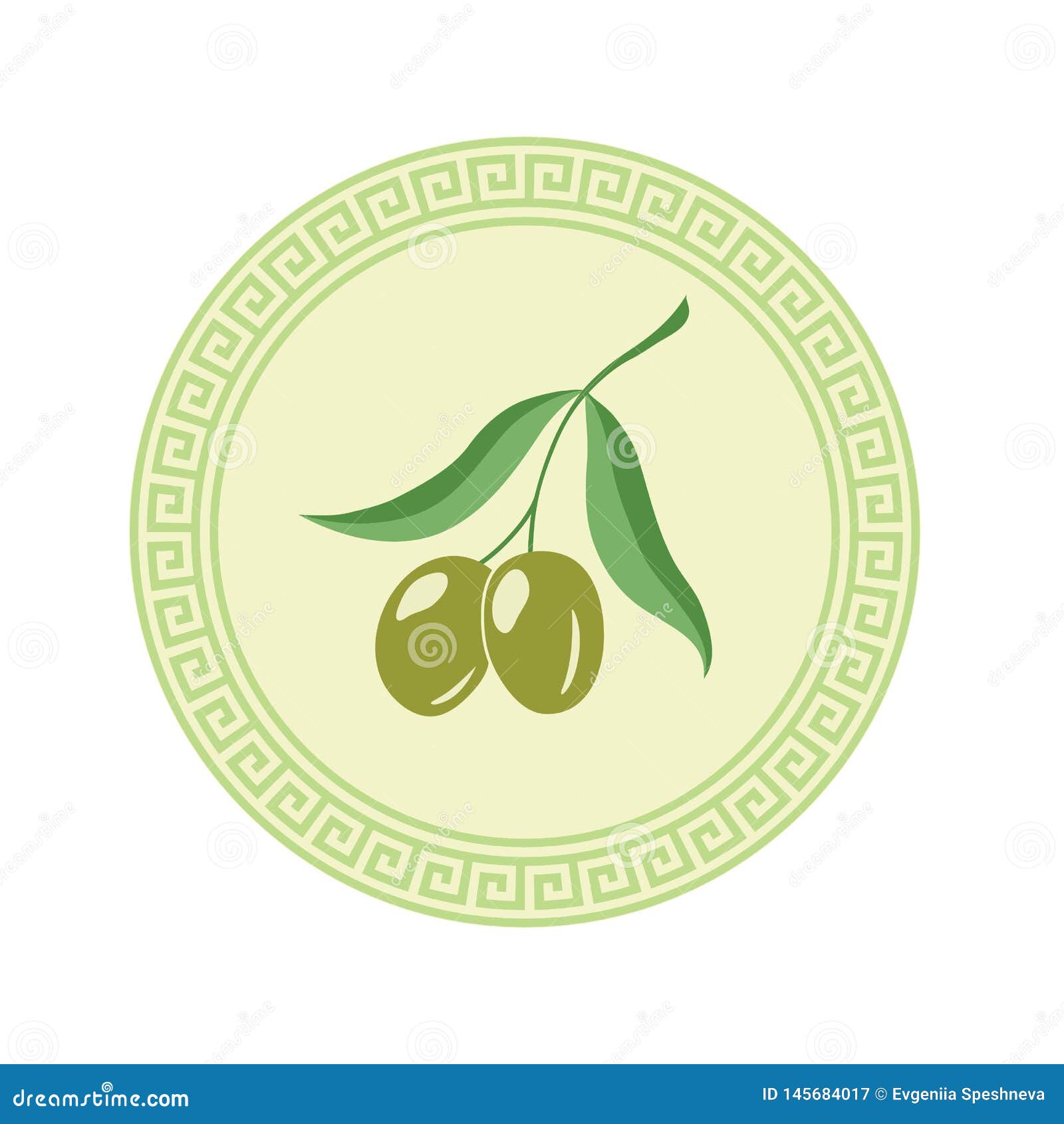 Illustration of Olive Branch in Greek Frame Stock Vector - Illustration ...