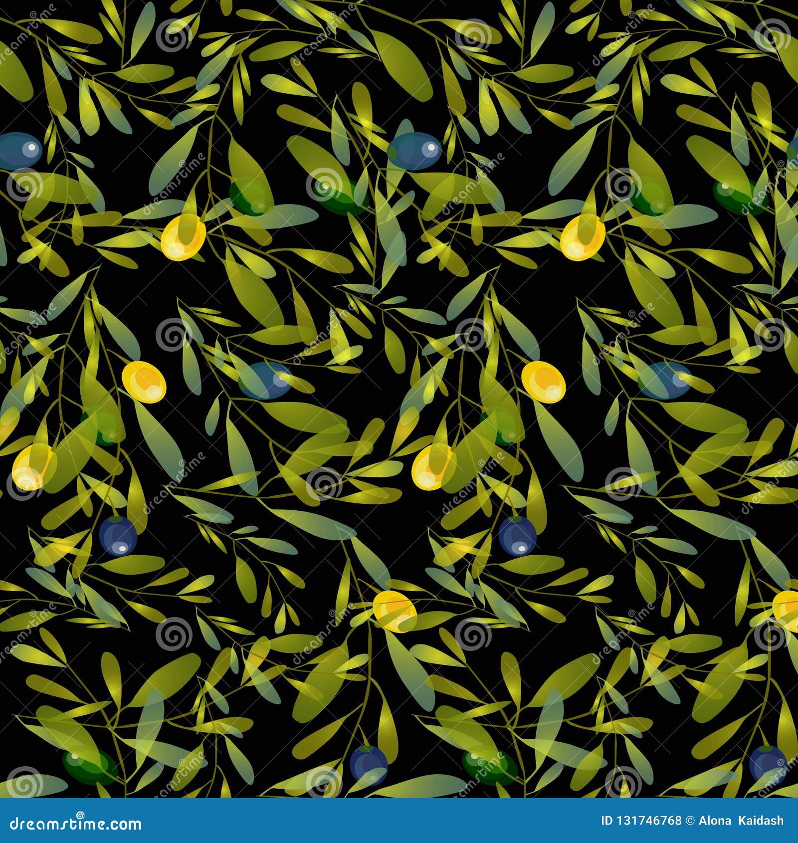 Illustration - Olives Pattern, Flowers Pattern. Stock Vector - Illustration of berry, foliage ...