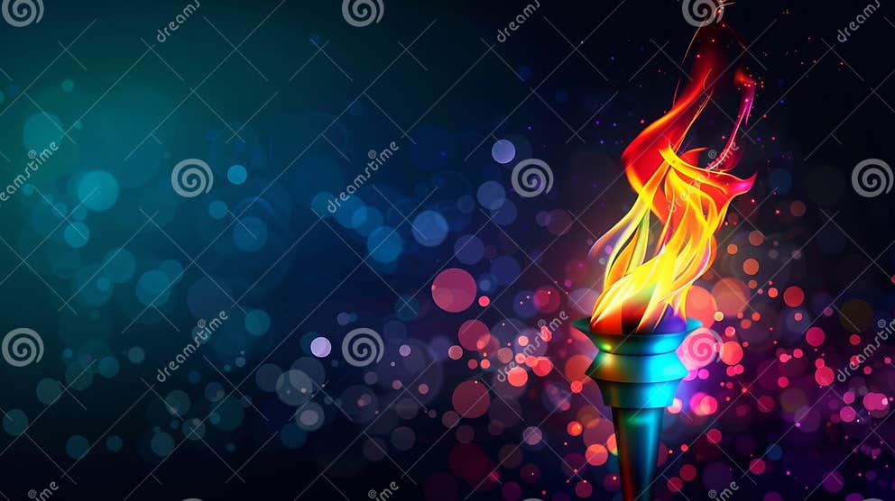 Illustration of Olympic Torch with Flame. Generative AI Stock ...