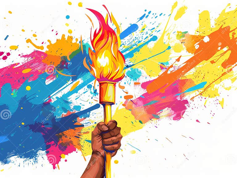 Illustration of Olympic Torch with Flame. Generative AI. Stock ...