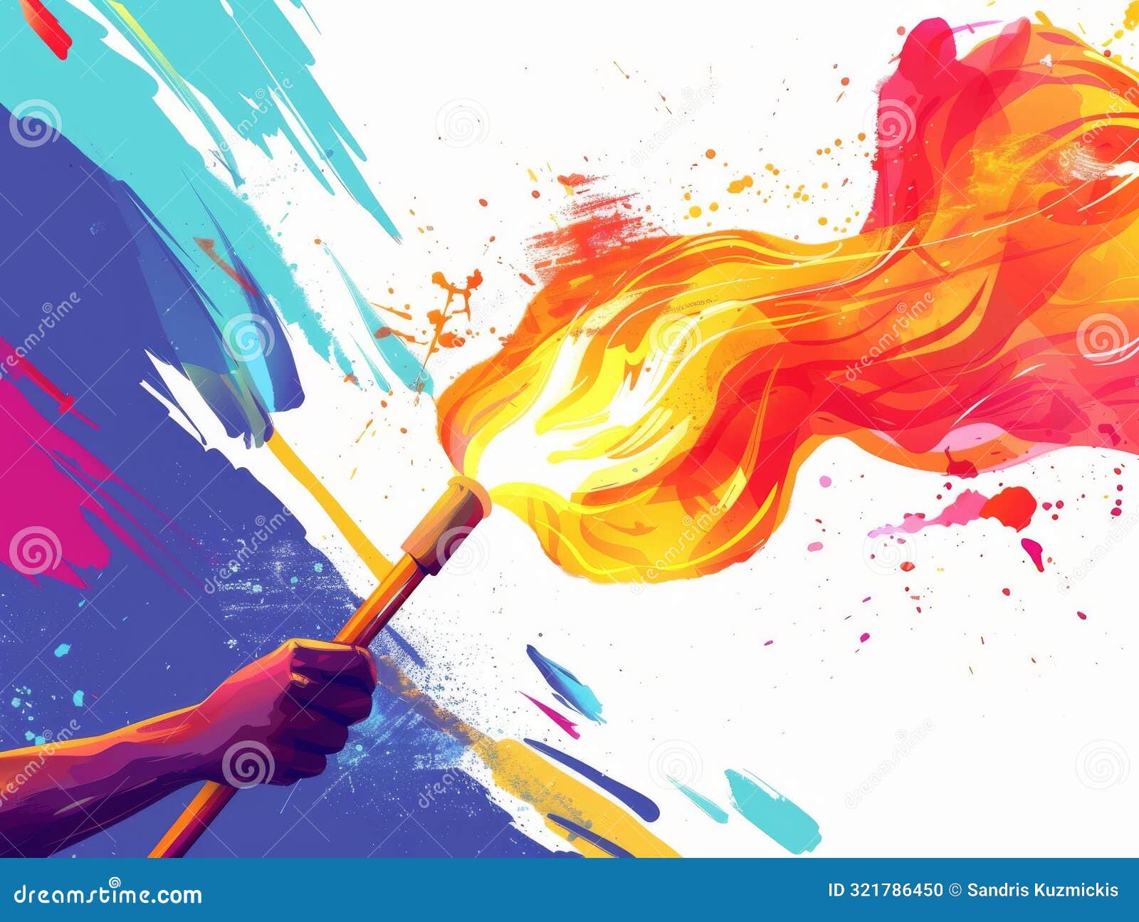 Illustration of Olympic Torch with Flame. Generative AI. Stock ...