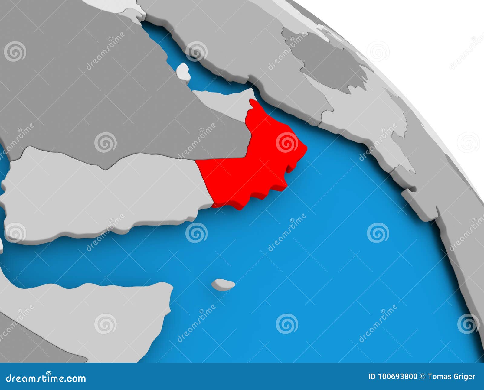 Oman in red on map stock illustration. Illustration of symbol - 100693800