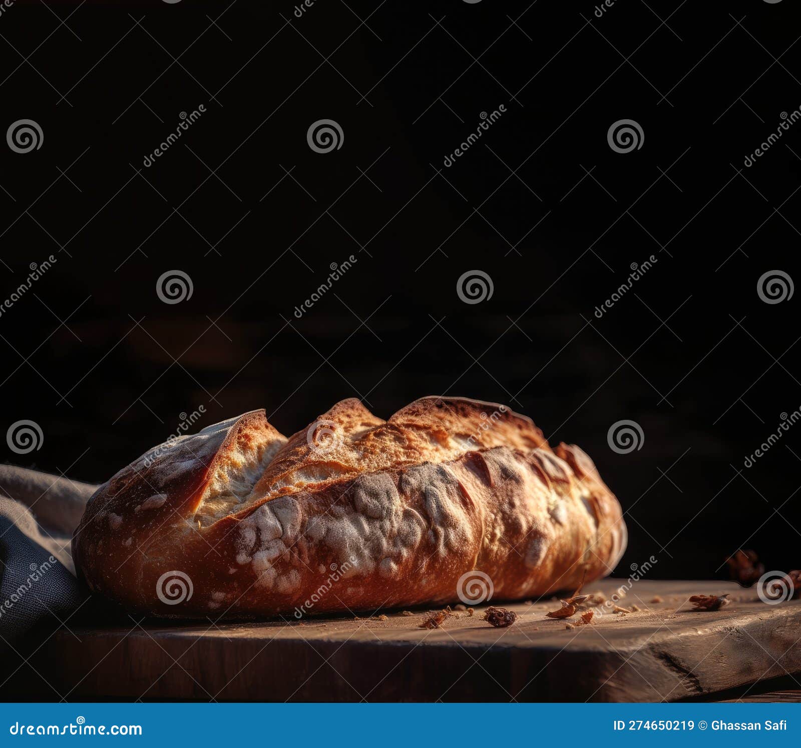 A Sourdough Bread Loaf with Dark Space for Text Stock Illustration ...