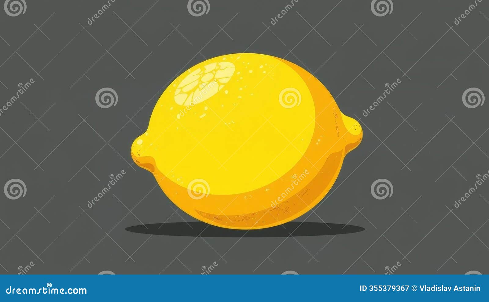 Illustration of One Whole Stylized Lemon on a Plain Dark Background ...