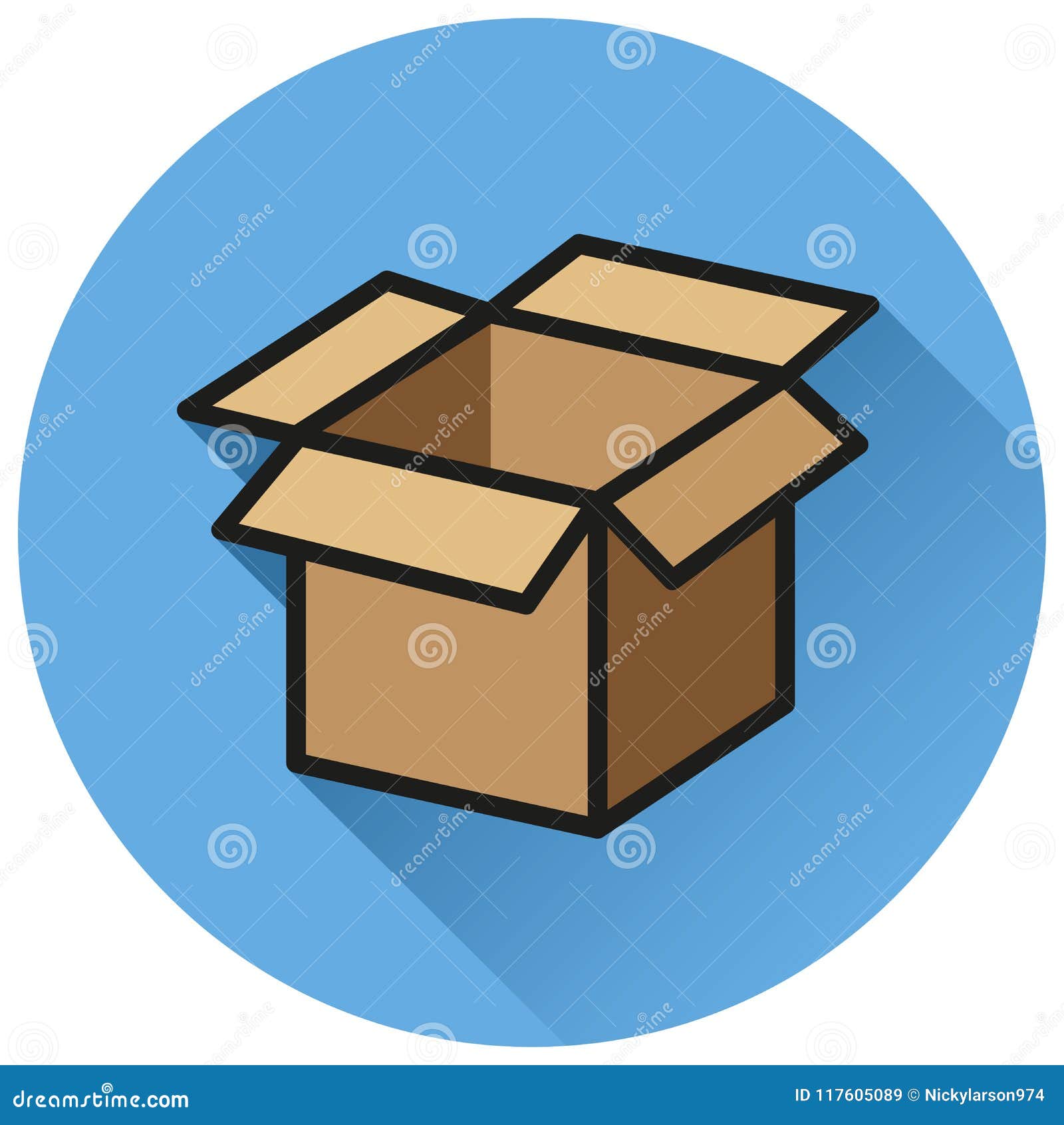 Open box circle flat icon stock vector. Illustration of gift - 117605089