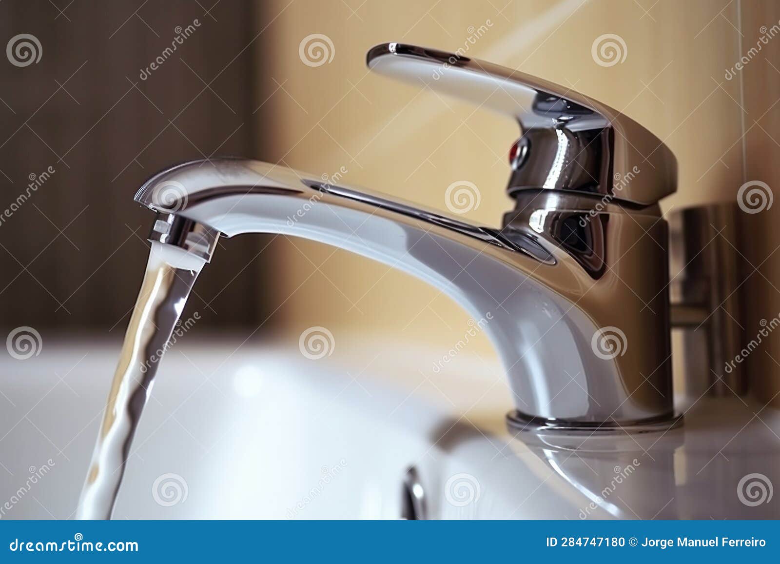 Illustration, Open Chrome Faucet in the Bathroom, Ai Generative Stock ...