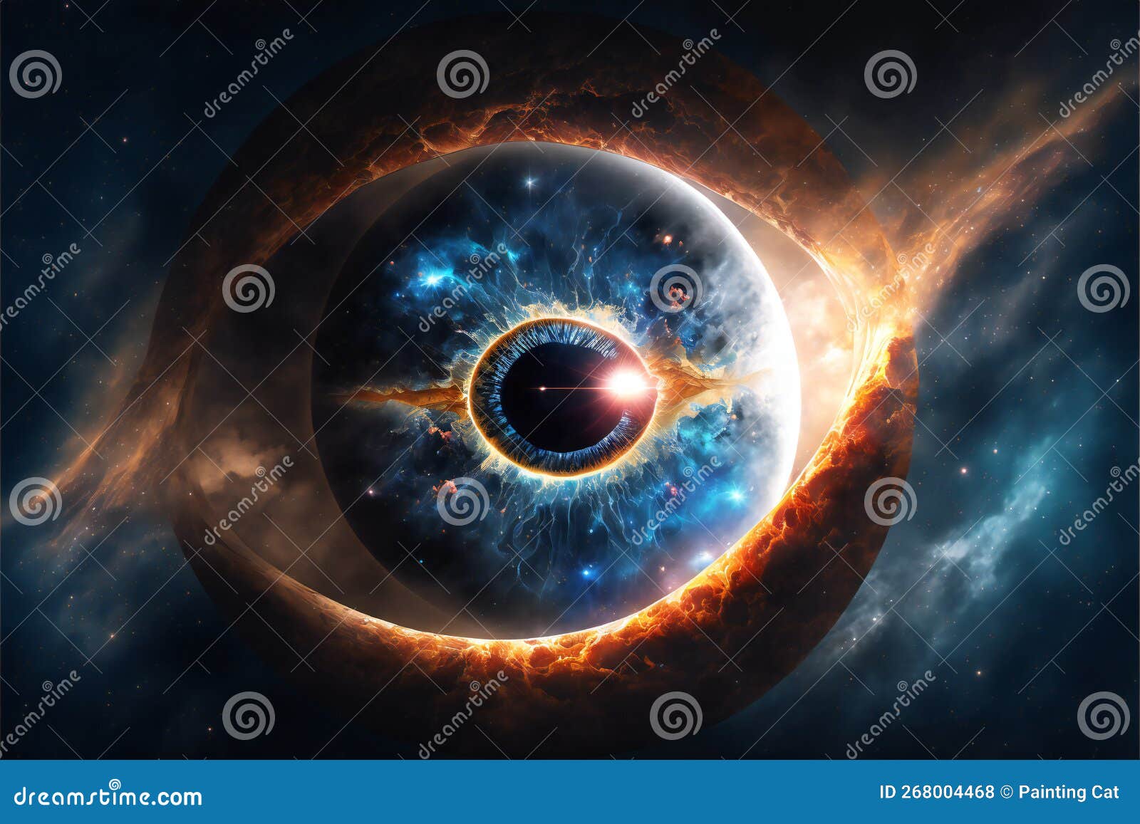 Open Eye in Space, Creative Digital Illustration Painting, Abstract ...