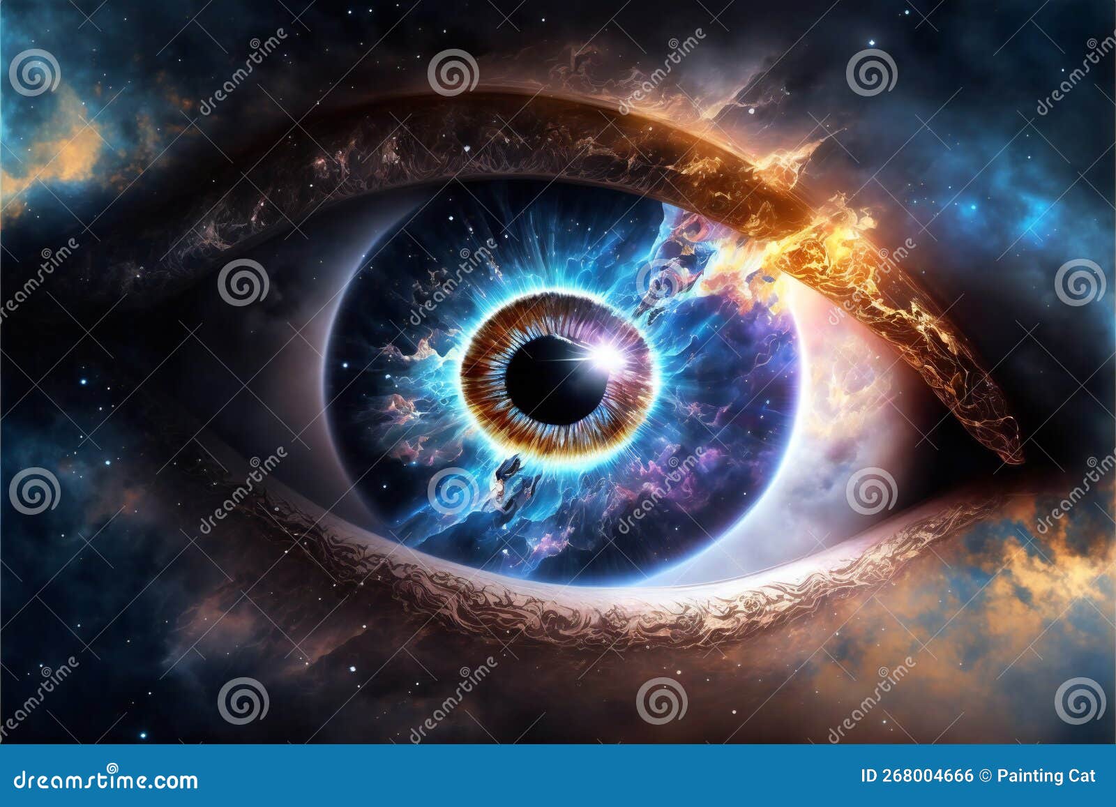 Open Eye in Space, Creative Digital Illustration Painting, Abstract ...