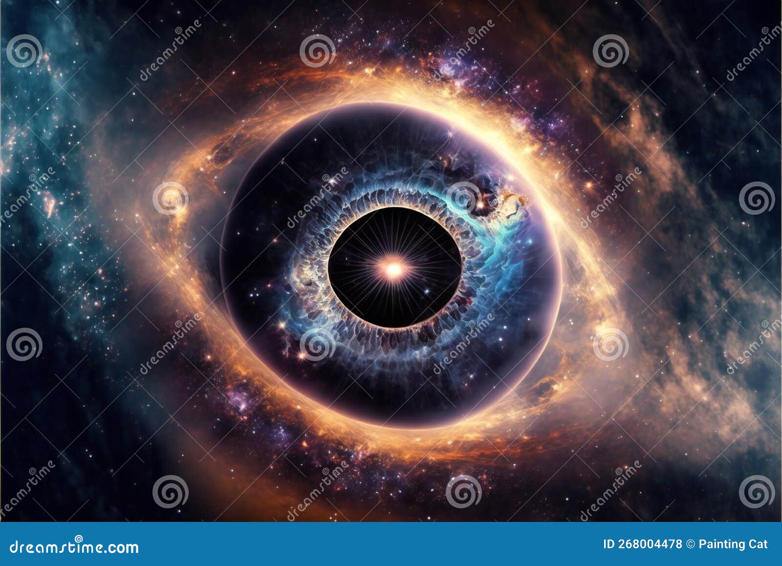 Open Eye in Space, Digital Illustration Painting, Abstract Background ...