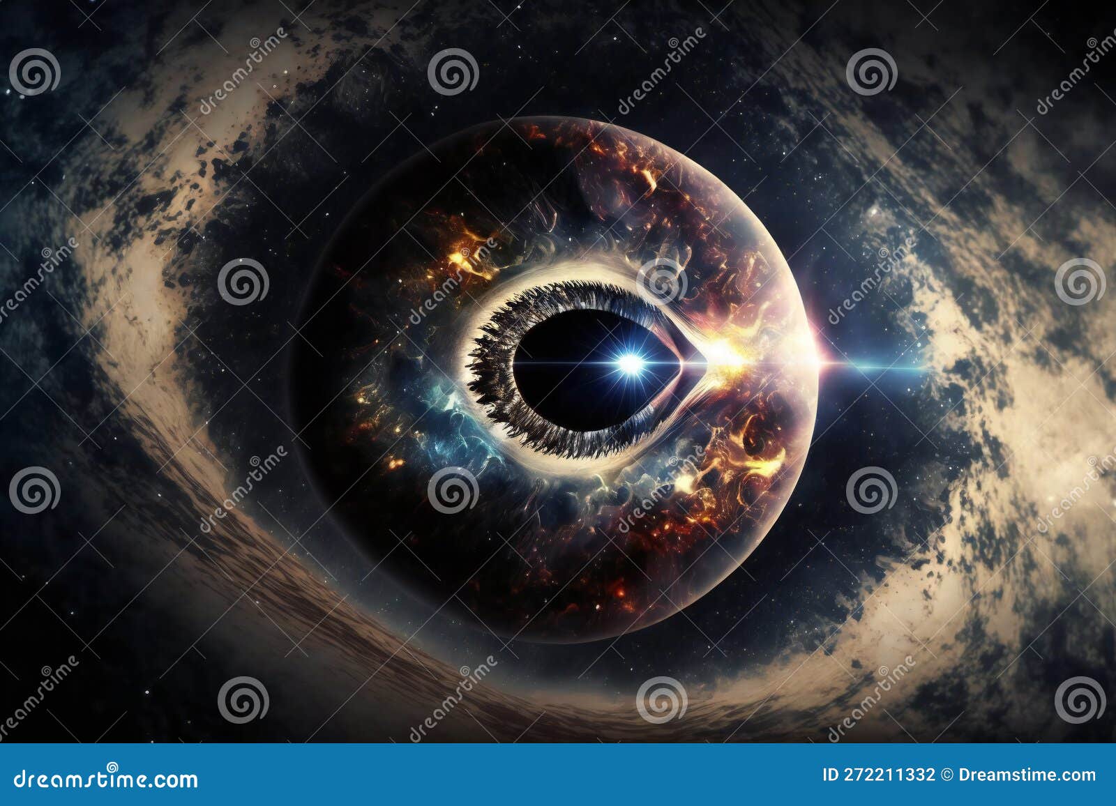 Open Eye in Space, Digital Illustration Painting, Abstract, Planetarium ...