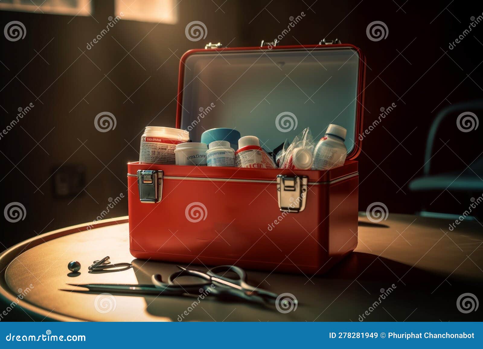 Open First Aid Box with Generative AI Stock Illustration - Illustration ...