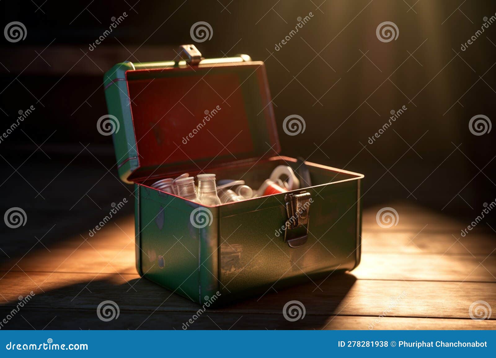 Open First Aid Box with Generative AI Stock Illustration - Illustration ...