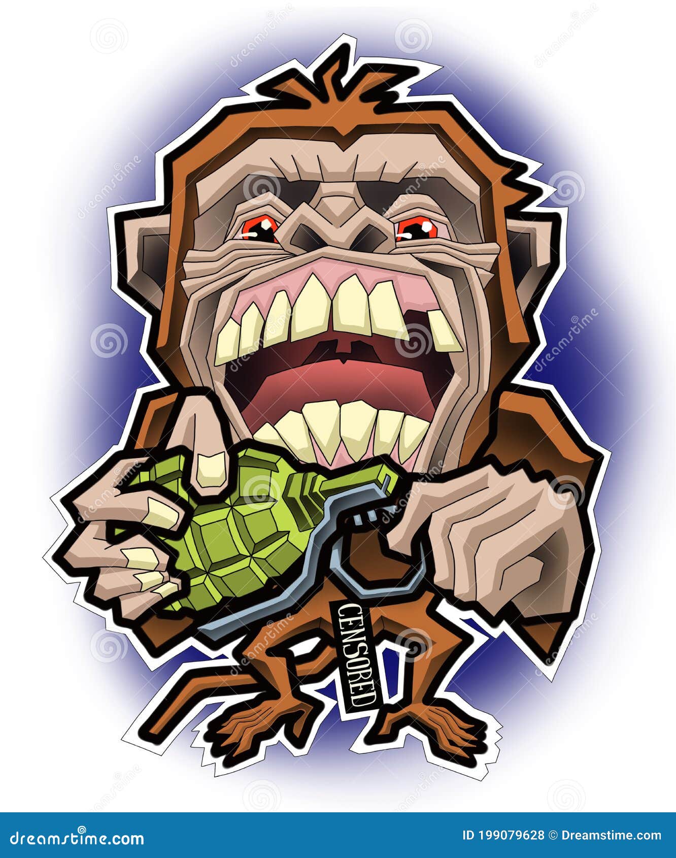 Monkey With Grenade Pop Art Vector Illustration | CartoonDealer.com ...