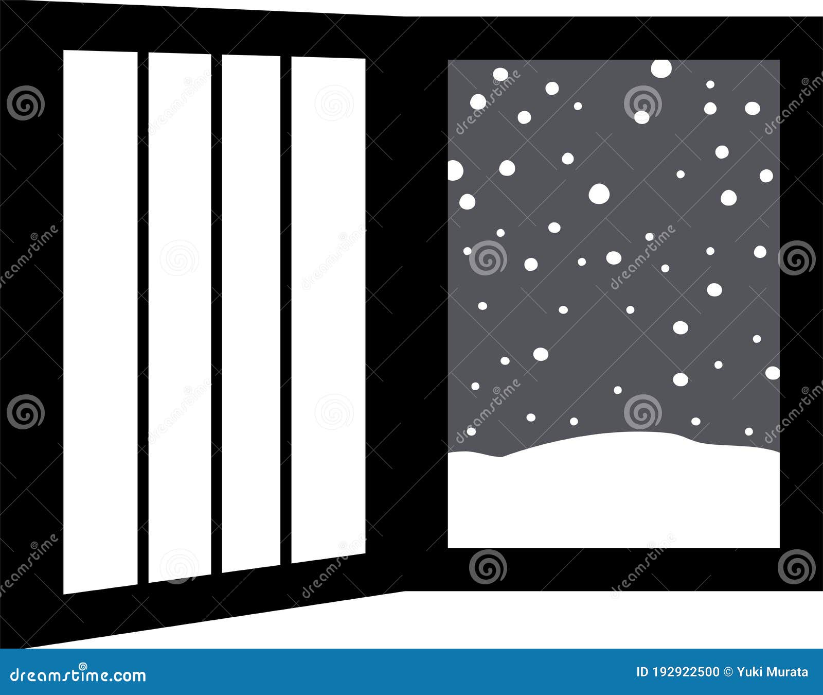 Monochrome Open Window Frame with Falling Snow Stock Vector ...