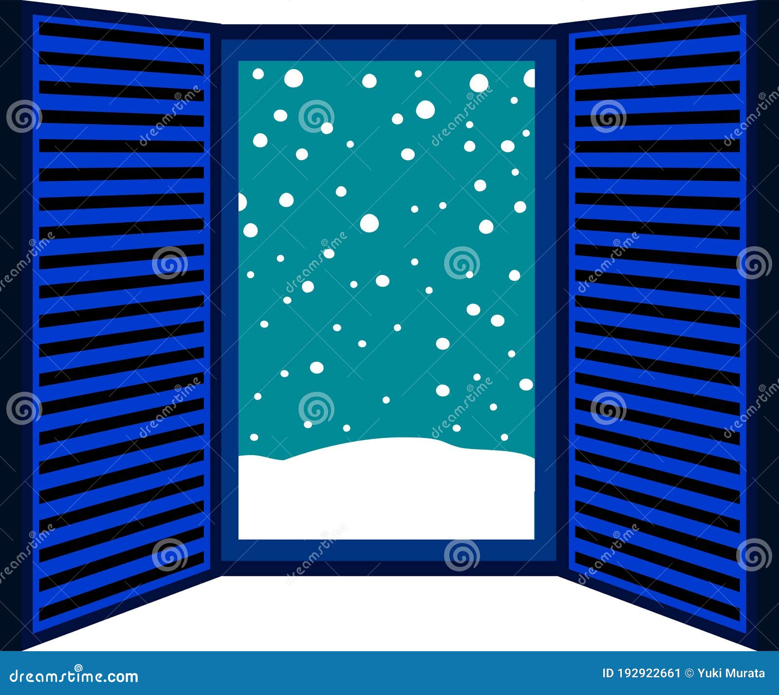 Open Window Frame with Falling Snow Stock Vector - Illustration of wall ...