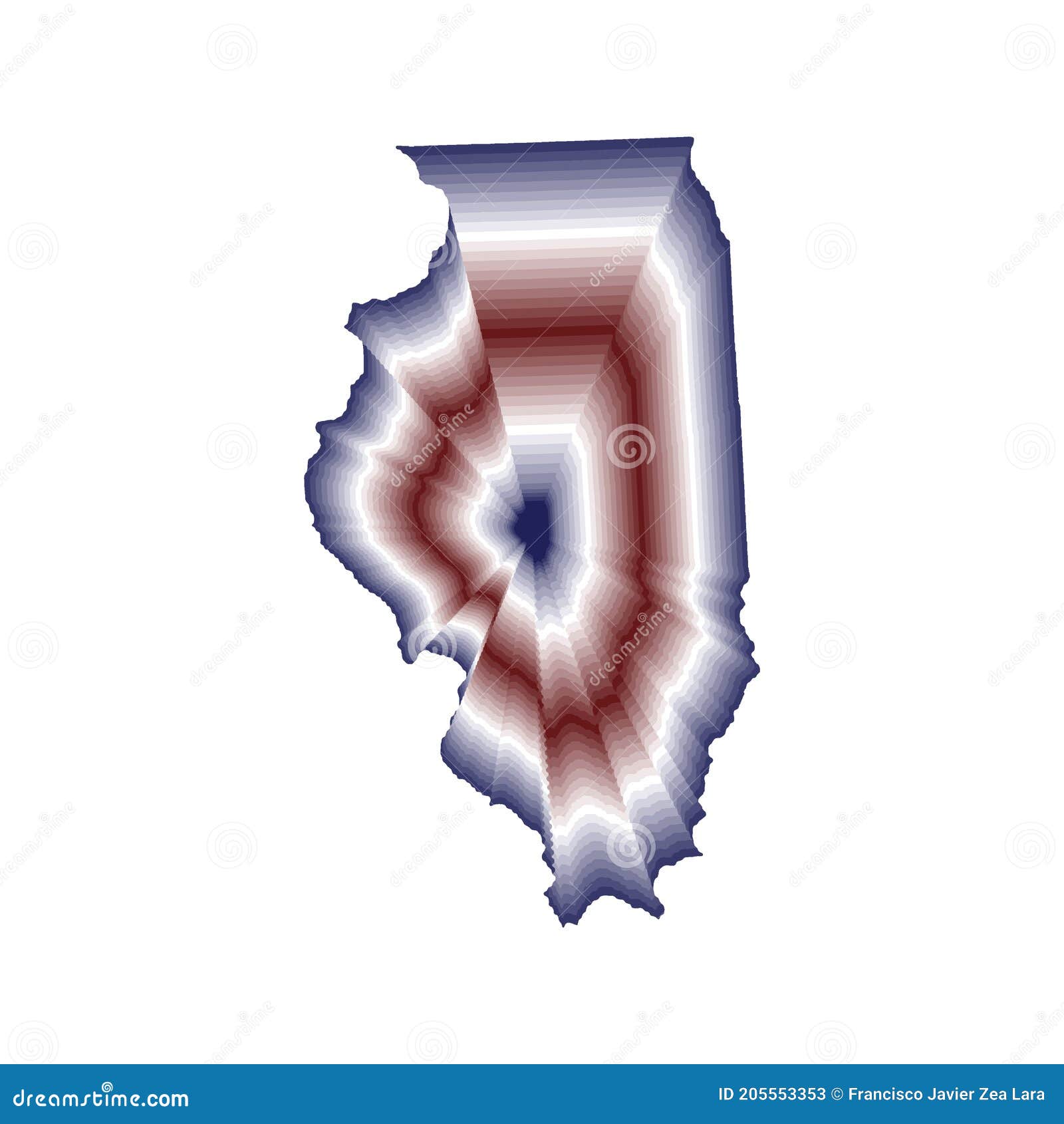 Illustration of the Illinois State Map with Red, Blue and White Color ...