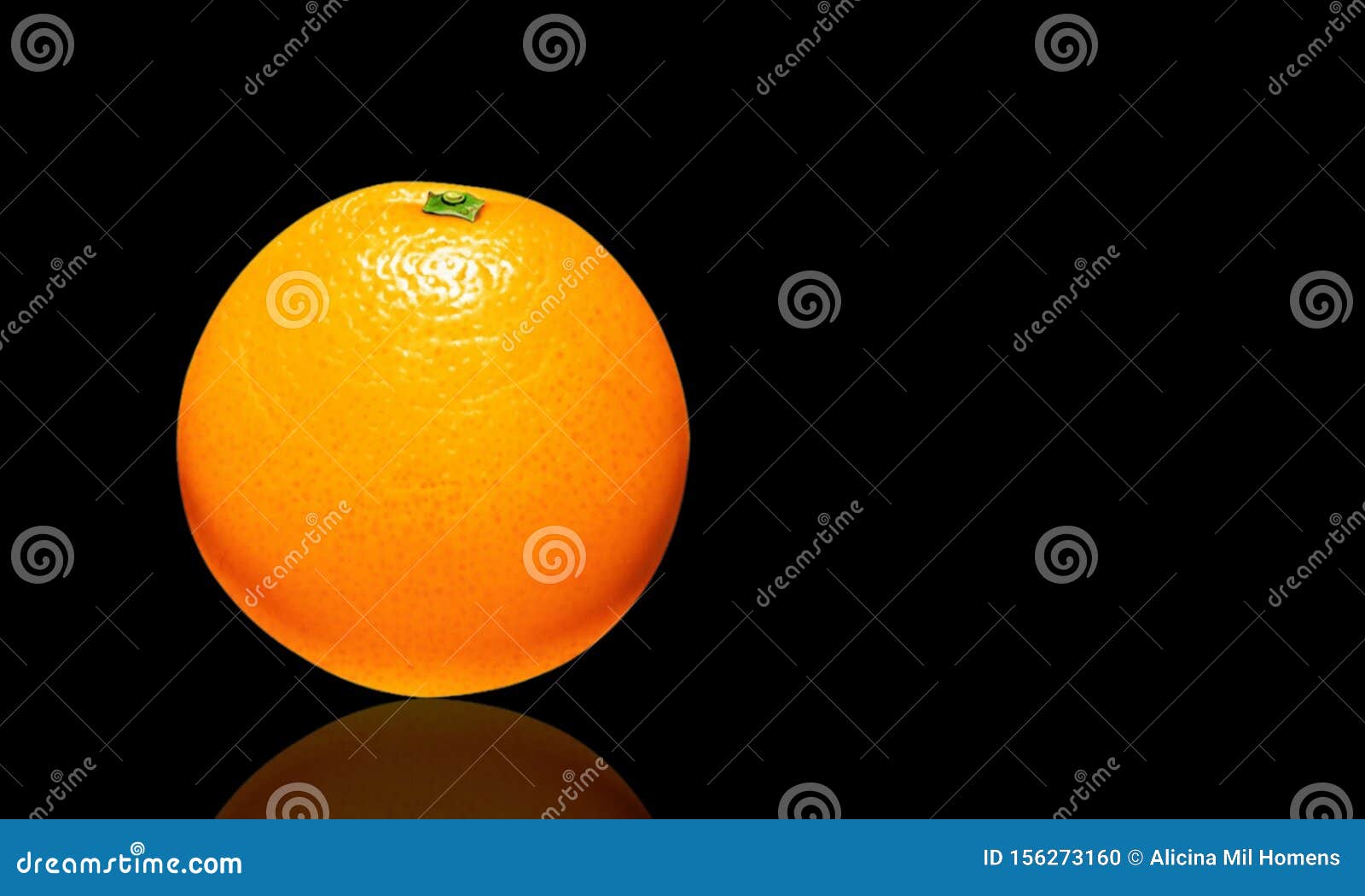 Illustration of a Orange on Dark Background and Its Reflection Stock ...