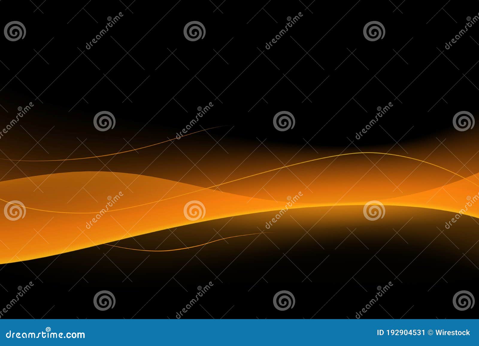Illustration of Orange Light Wavy Lines on a Black Background Stock ...