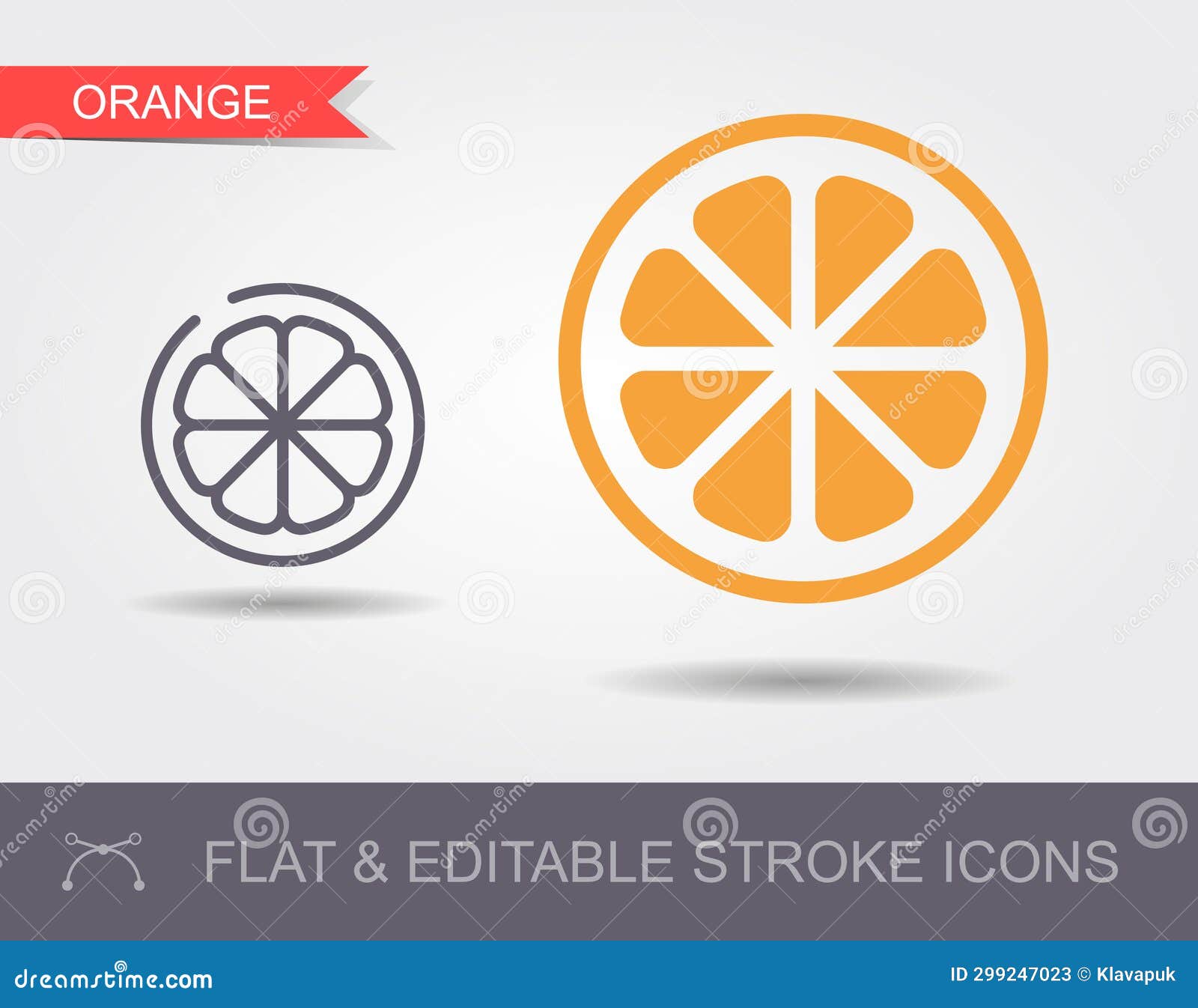 Illustration of Orange Outline Icon with Shadow, Vector Illustration ...