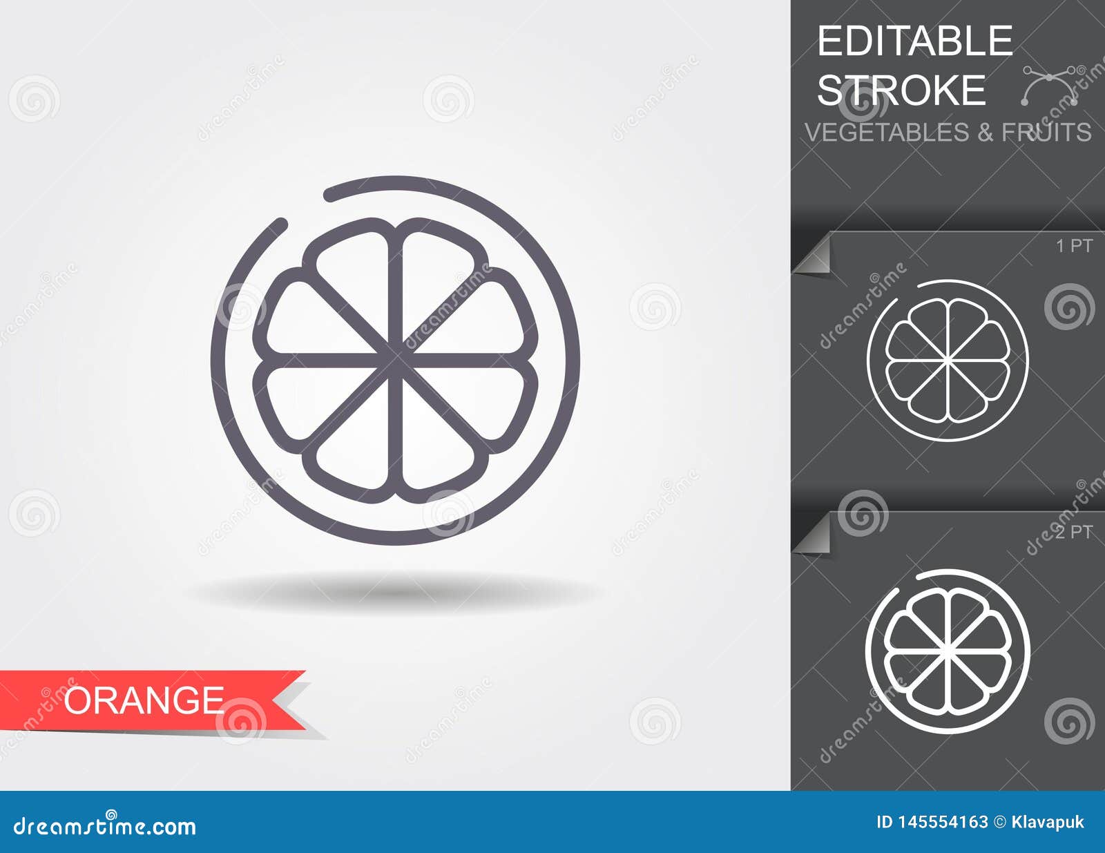 Illustration of Orange Outline Icon with Shadow, Vector Illustration ...