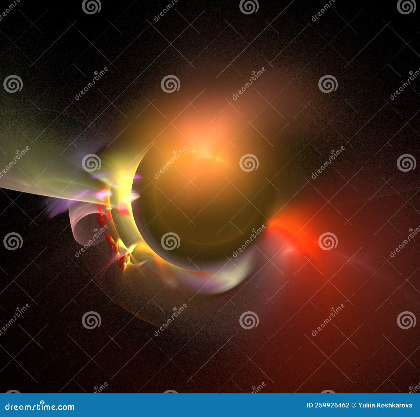Illustration of Orange Space Planet Star System, Color Graphics Stock ...