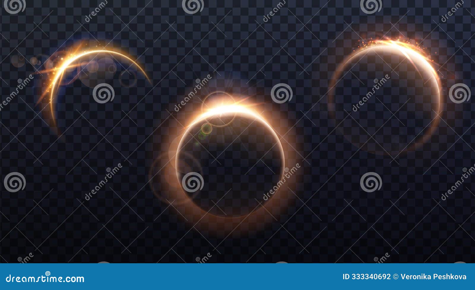 Vector Illustration. Orange Sun Edge Eclipse with Rays and Sun ...