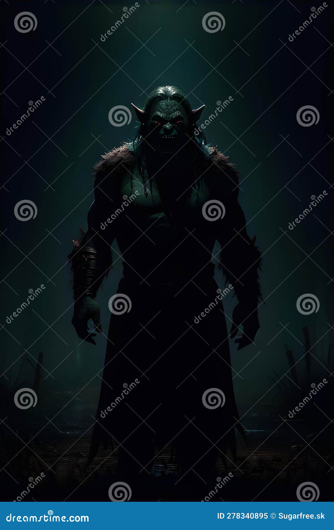 Illustration of Orc in Horror Dark Environment Stock Illustration ...