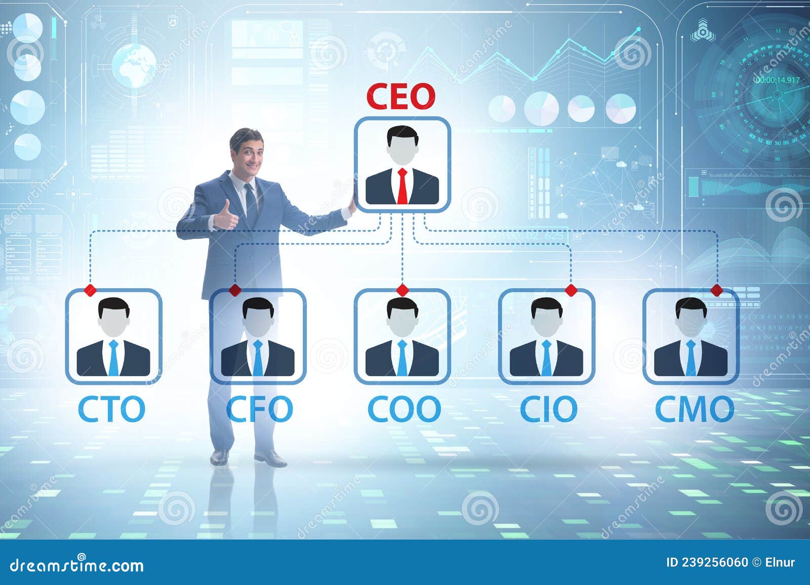 Illustration of Organisation Chart with Various Executives Stock Photo ...