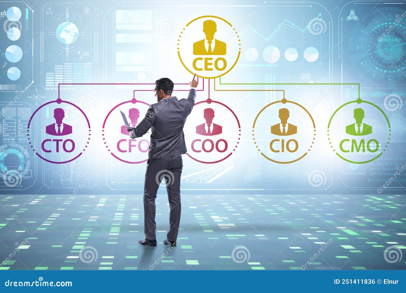 Illustration of Organisation Chart with Various Executives Stock Photo ...