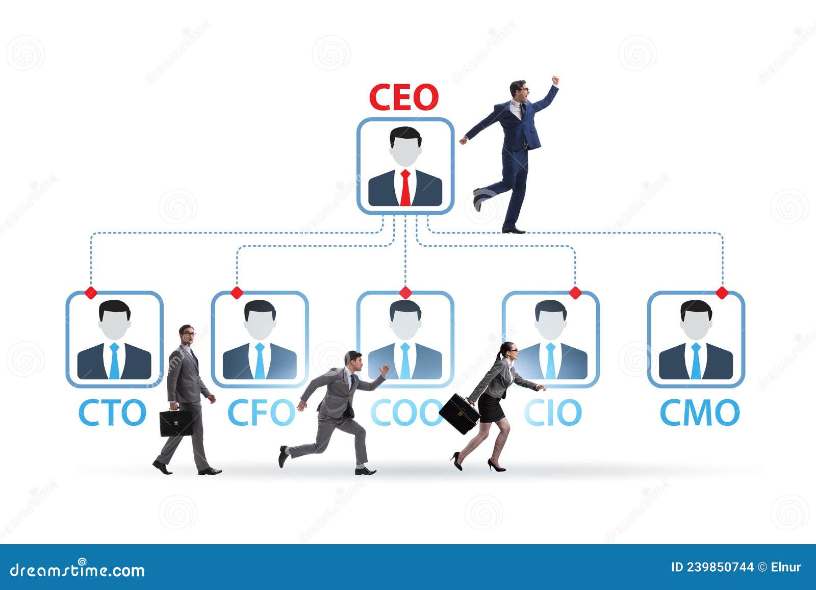 Illustration of Organisation Chart with Various Executives Stock Photo ...