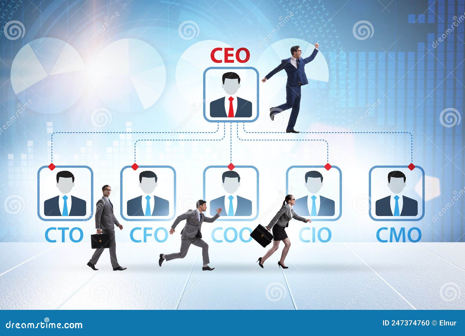 Illustration of Organisation Chart with Various Executives Stock Photo ...