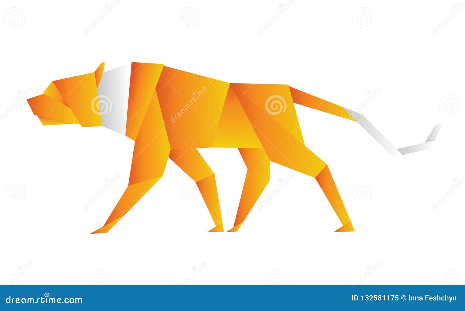Illustration of an Origami Tiger Orange Color. Stock Vector ...