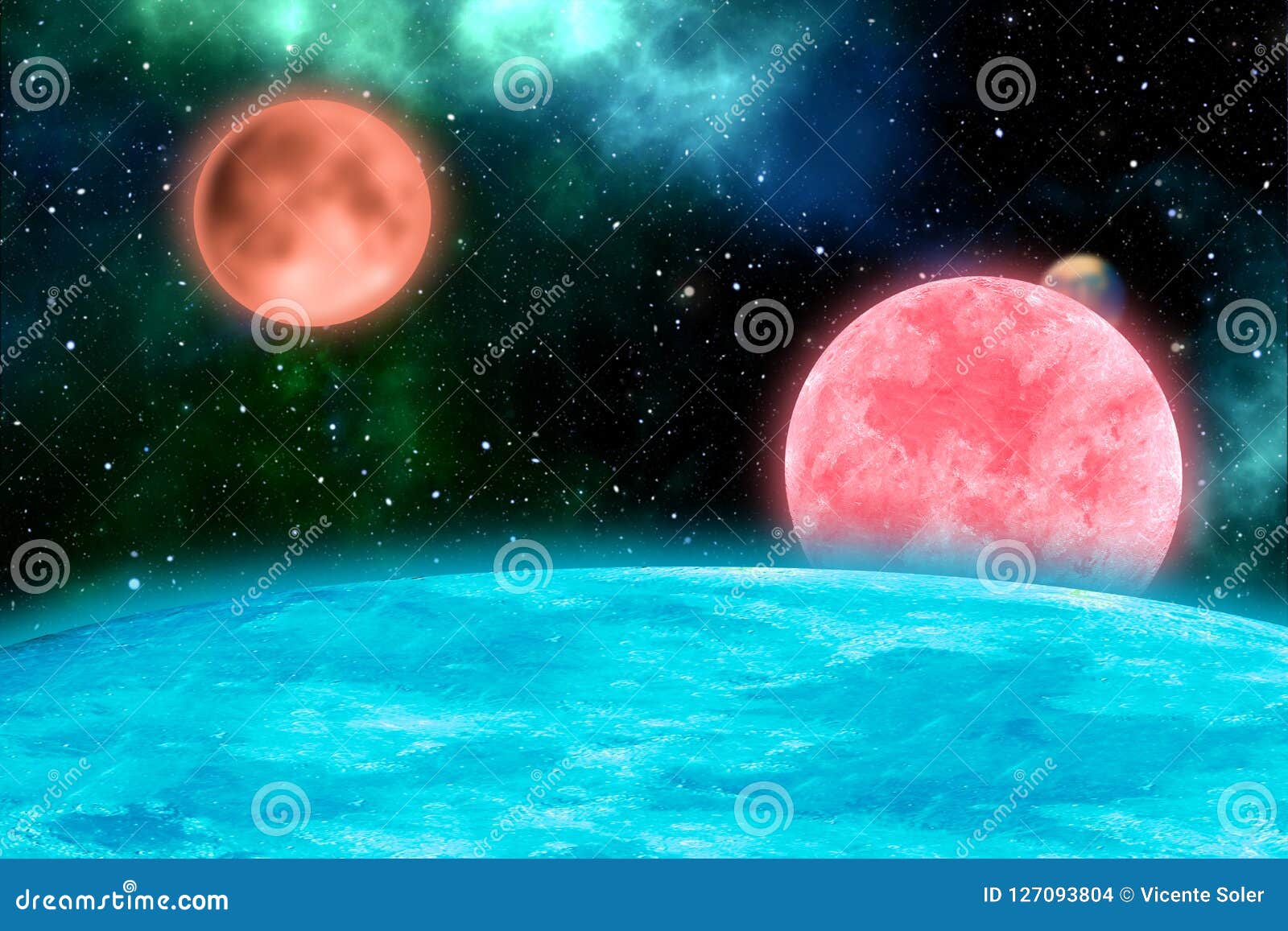 Illustration of Outer Space with Different Planets Stock Photo - Image ...