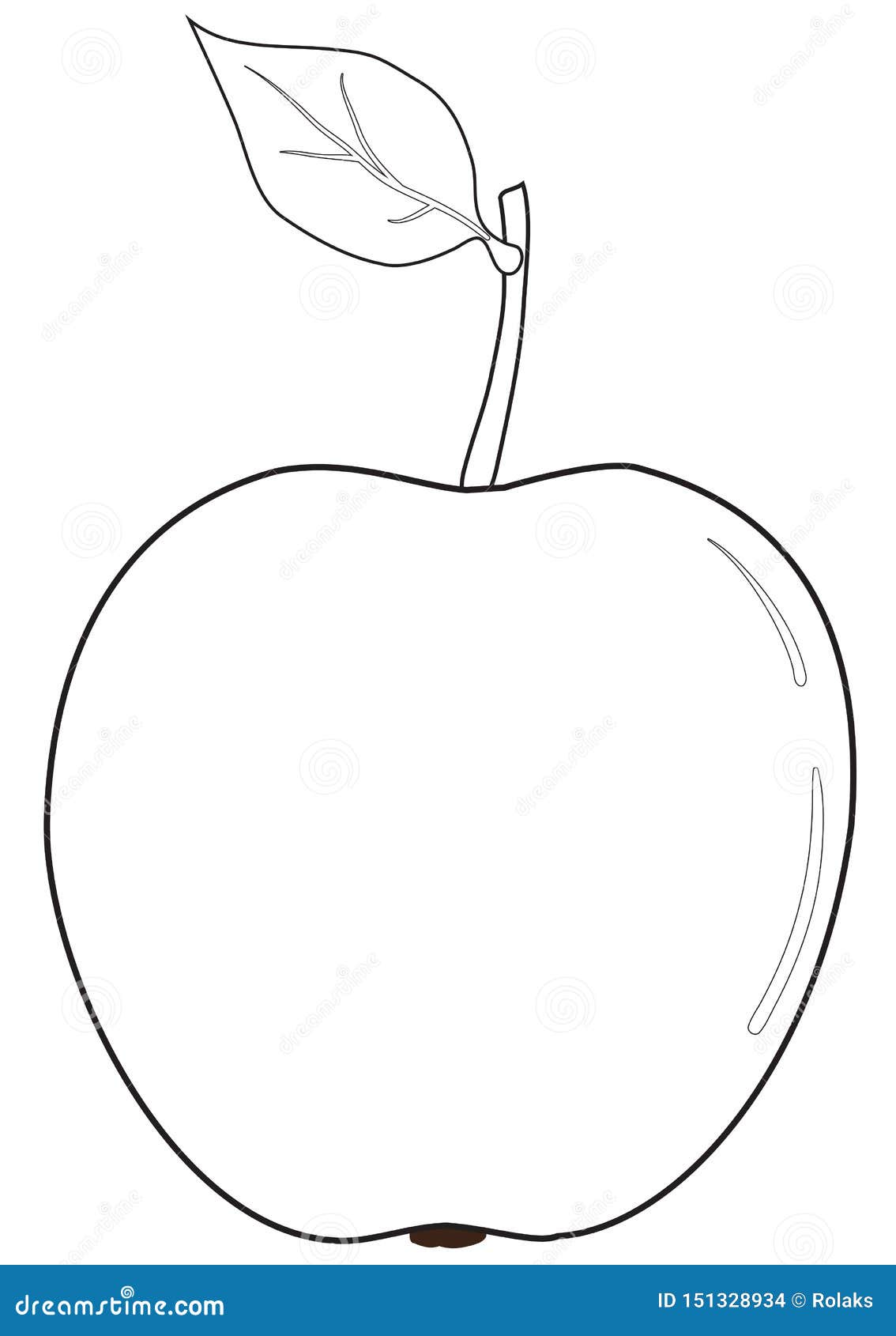 The Outlines of an Apple with a Leaf Stock Vector - Illustration of ...