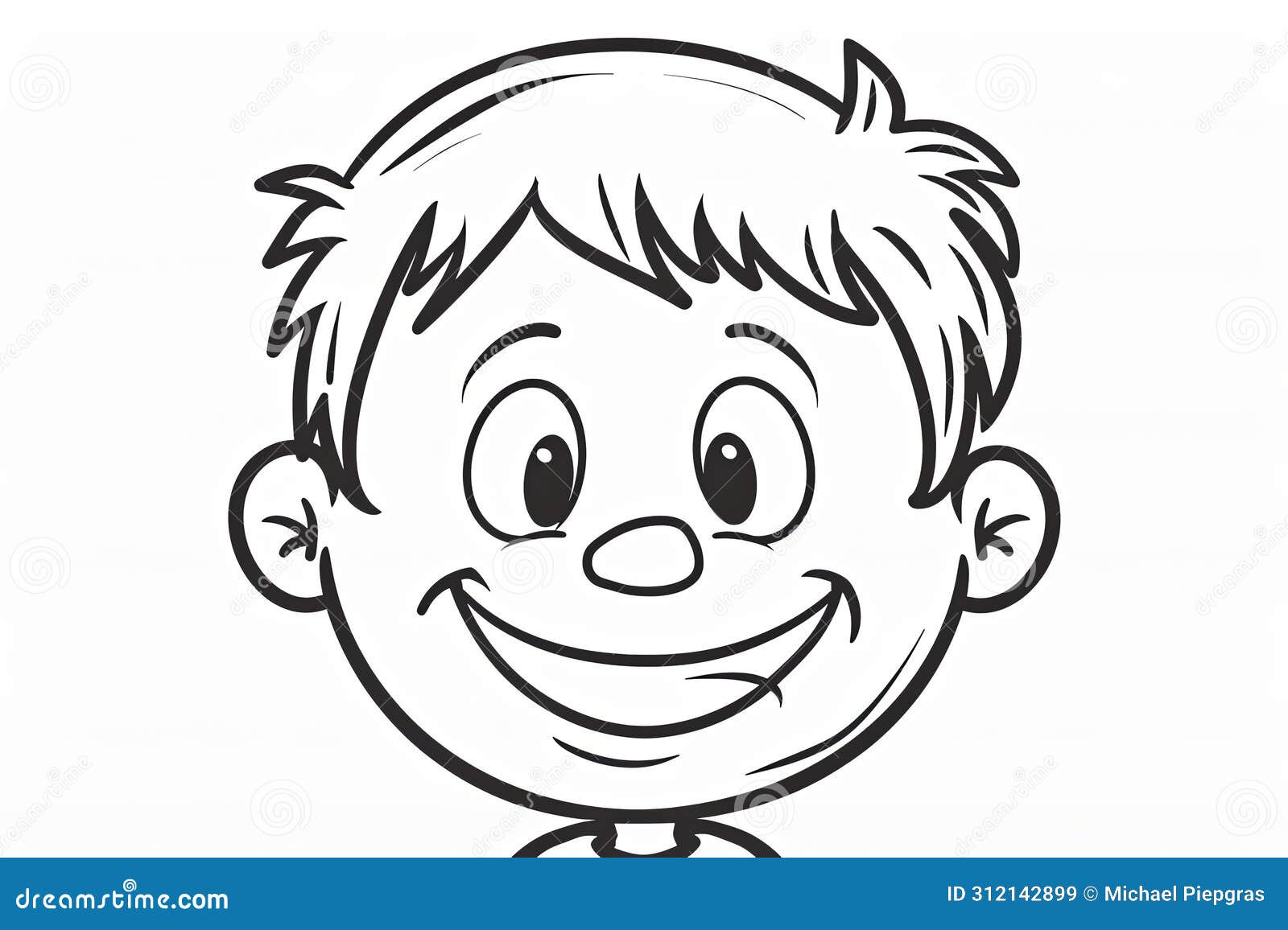 Illustration of an Outlined Happy Kids Face Stock Illustration - Illustration of smiling ...