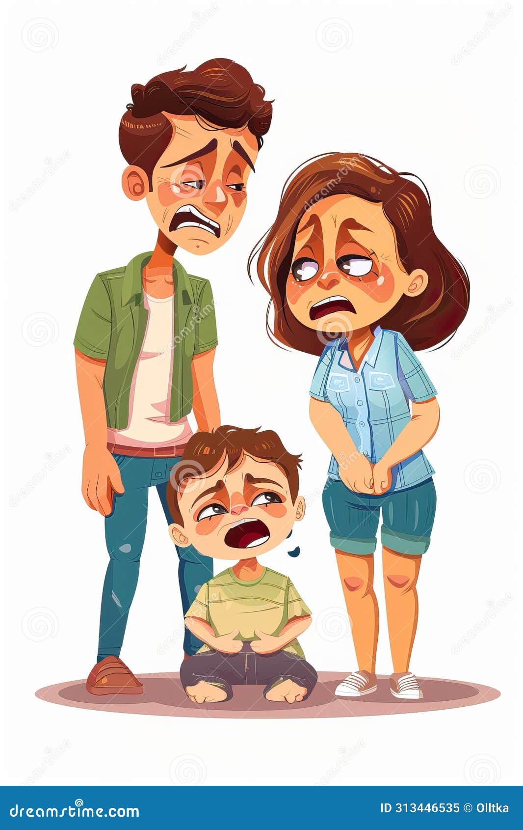 Illustration of Overwhelmed Parents and Crying Baby Stock Illustration ...