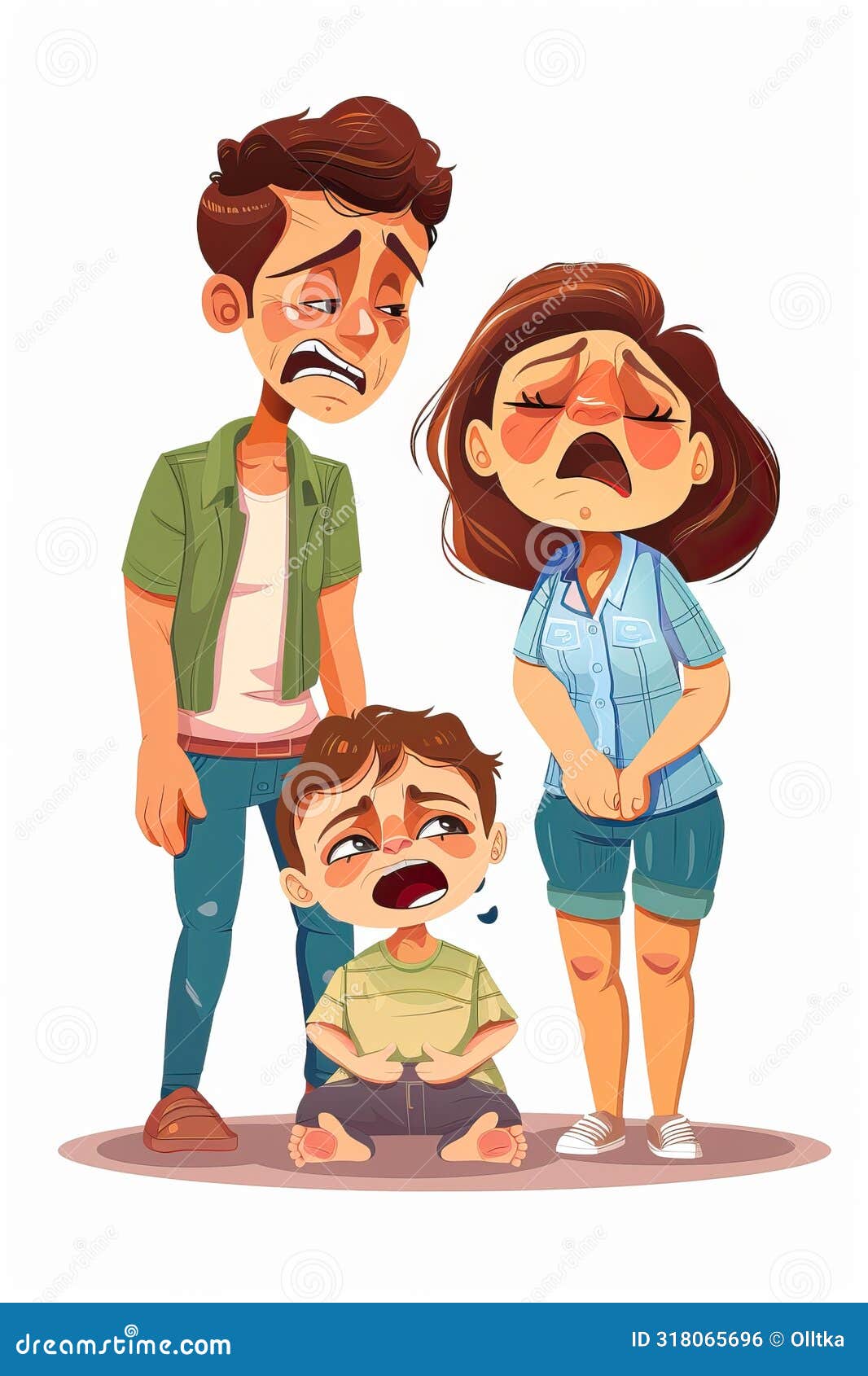 Illustration of Overwhelmed Parents and Crying Baby Stock Illustration ...