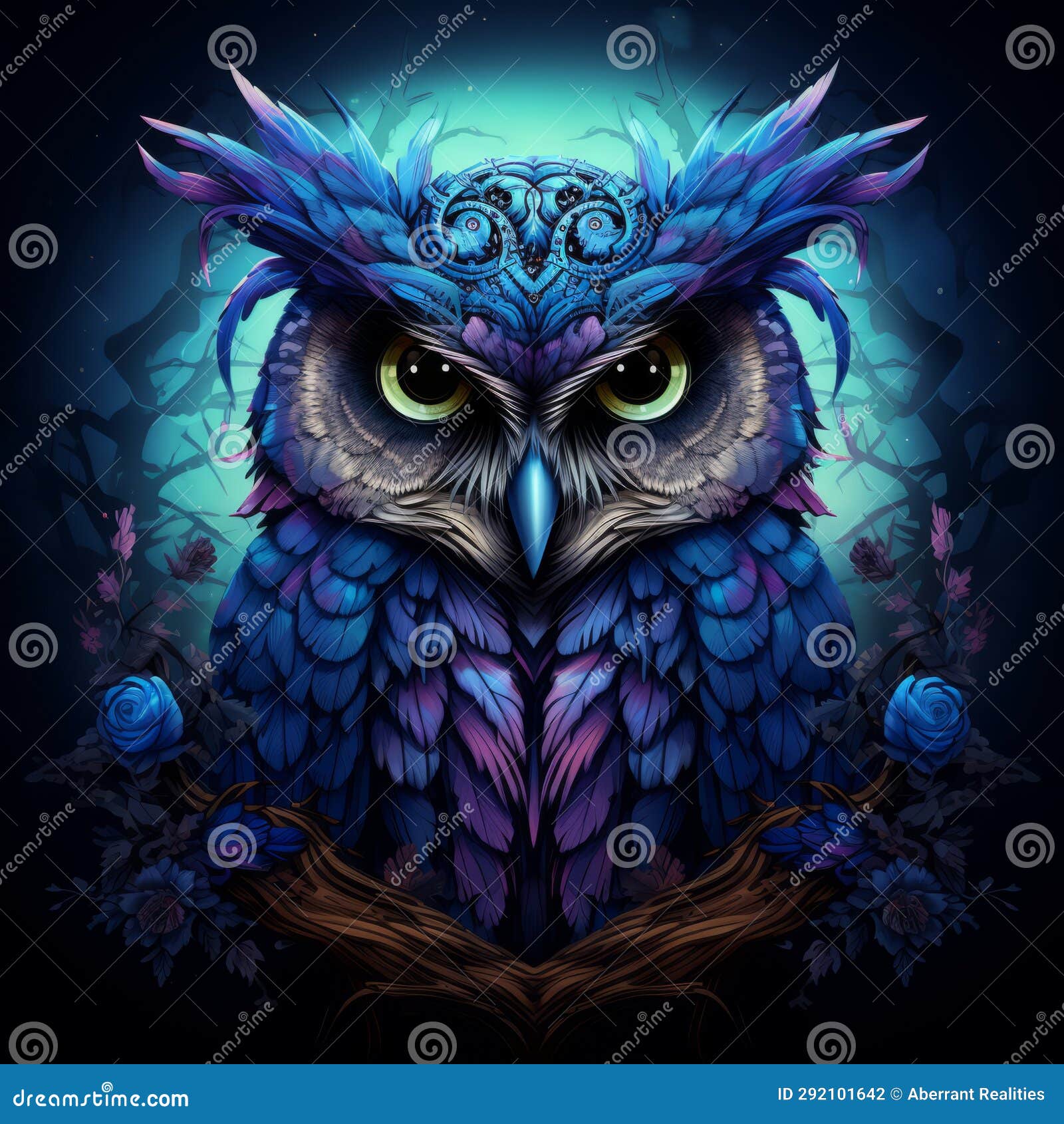 An Illustration of an Owl with Blue Eyes Stock Illustration ...