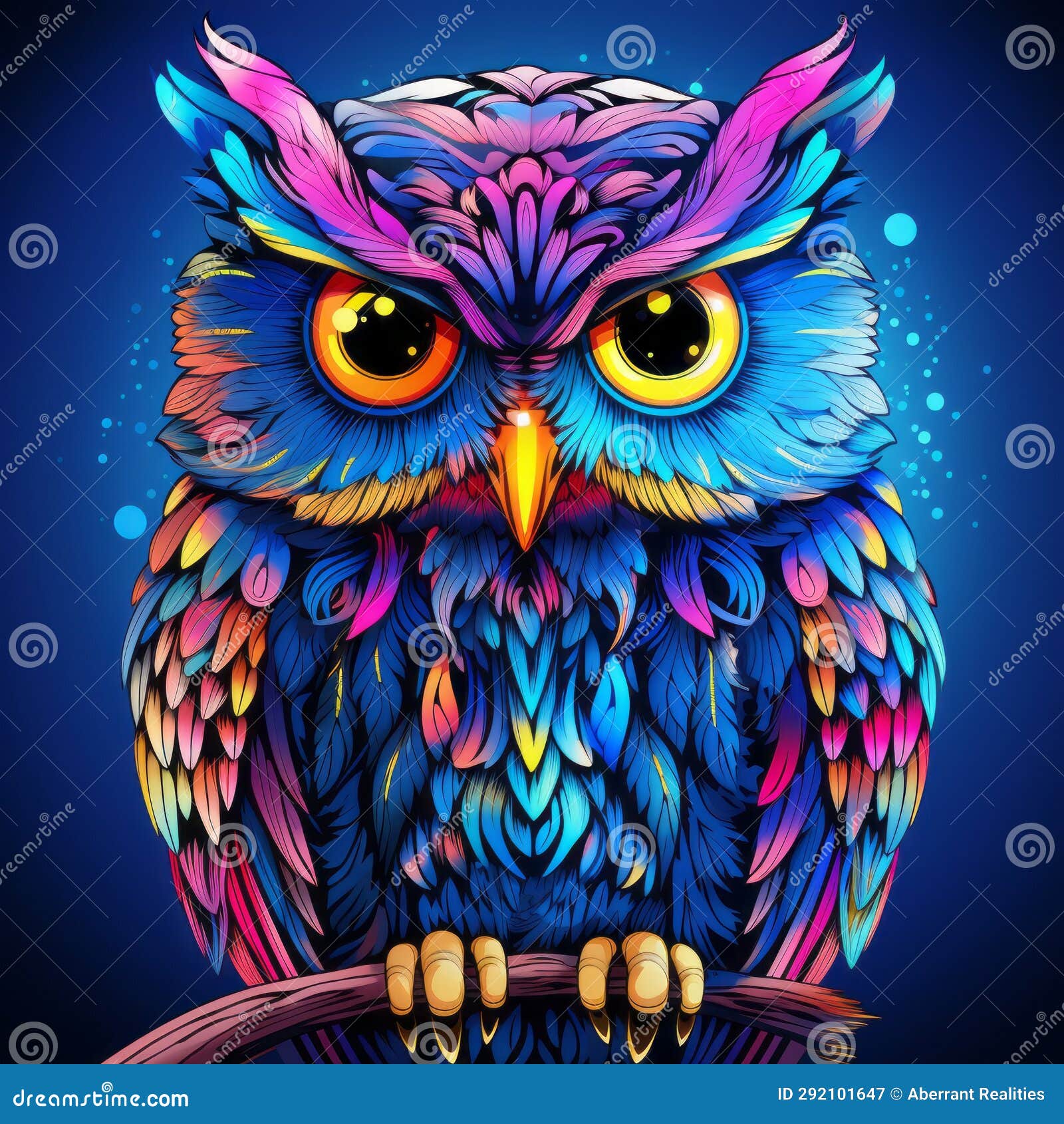 An Illustration of an Owl with Bright Colors Stock Illustration ...