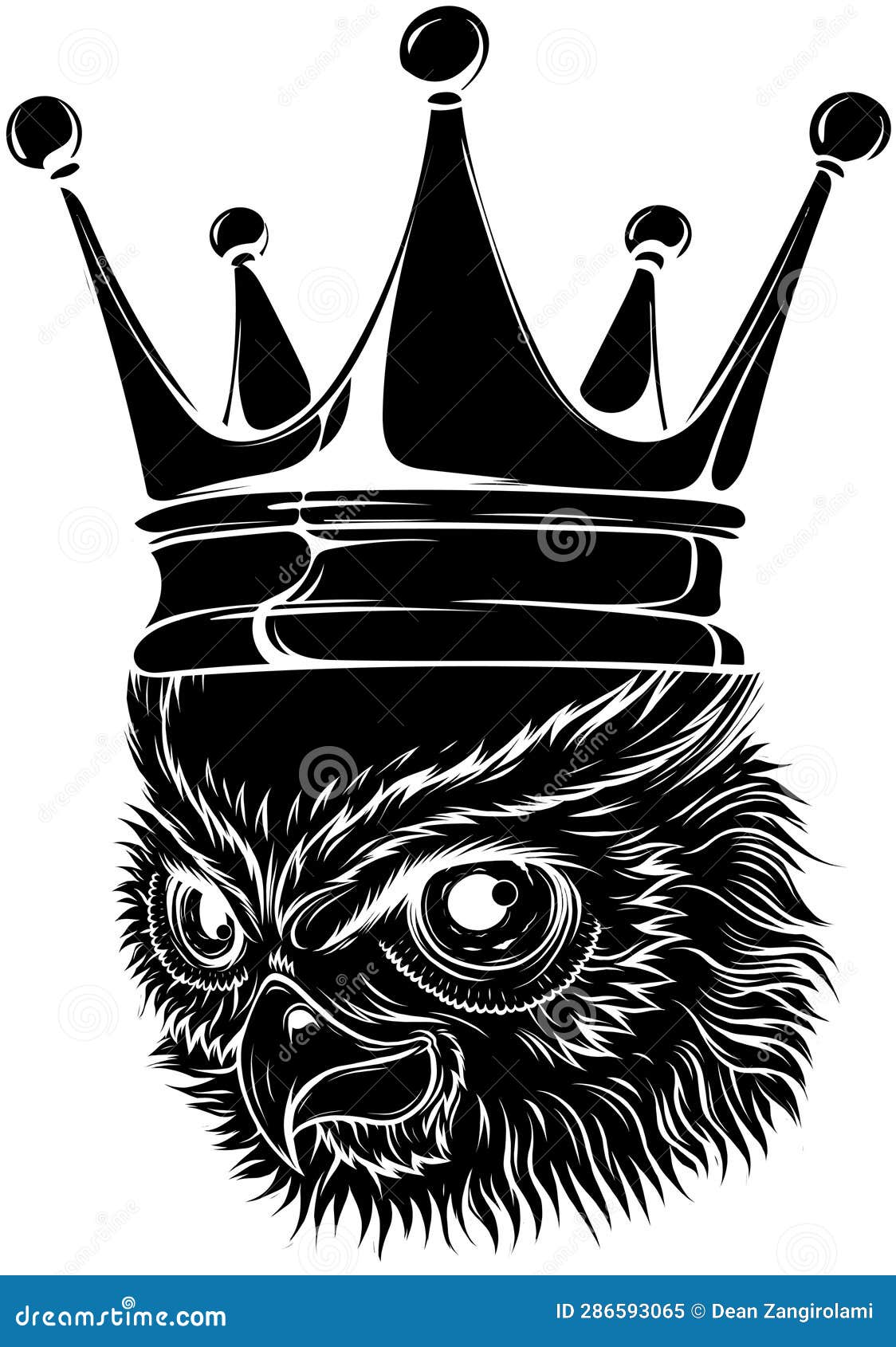 Black Silhouette of Owl Crown Mascot Design Stock Vector - Illustration ...
